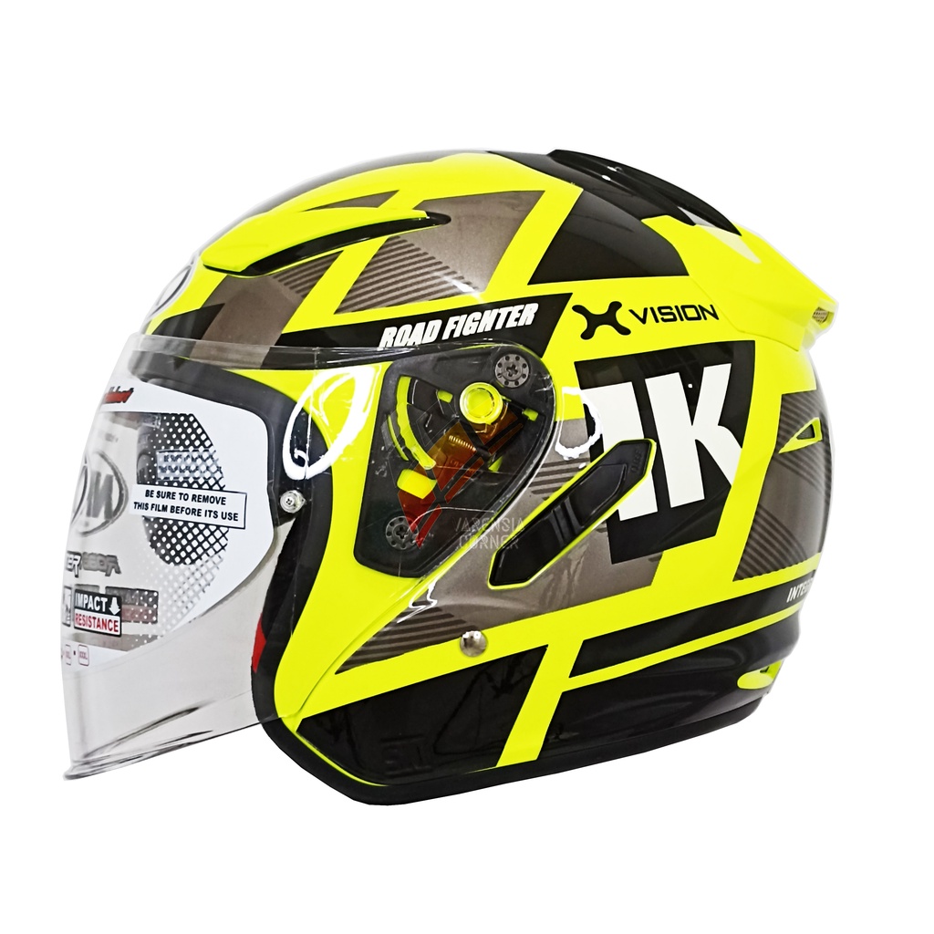 Jual HELM NHK R1 NEURO YELLOW FLOURECENT DOUBLE VISOR ORIGINAL NHK ...