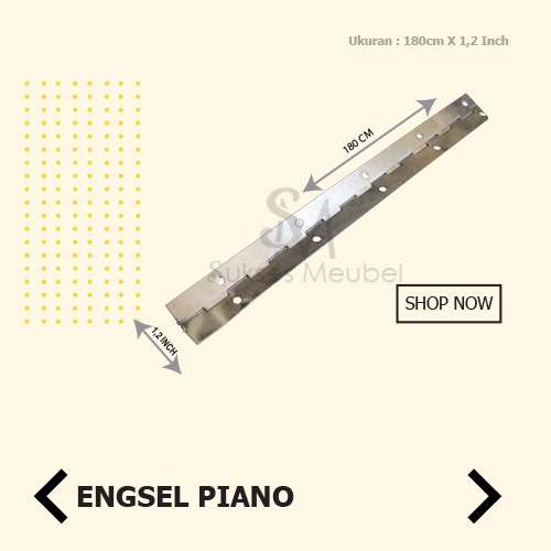 Jual ENGSEL PIANO STAINLESS STEEL 180 CM X 1,2 INCH | Shopee Indonesia