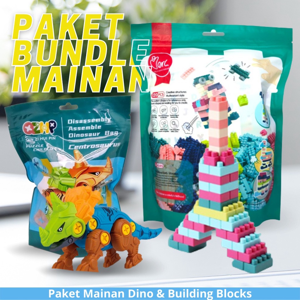 Jual Mainan Anak Edukasi Balok Susun & Bongkar Pasang Dino Block Blok ...
