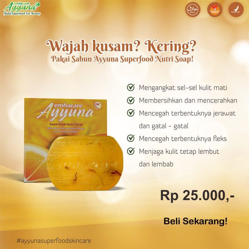 Jual Ayyuna kuning nutrisoap, sabun saffron penghilang flek wajah ...