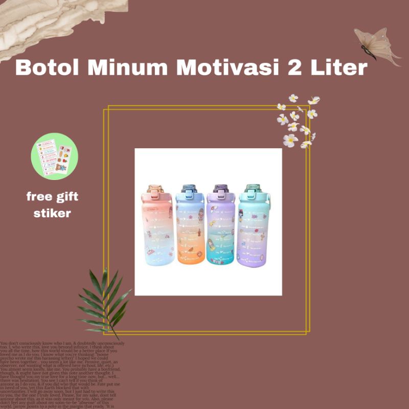 Jual Botol Minum Motivasi 2000 ML 2 Liter Botol Minum Gradasi (Sticker ...