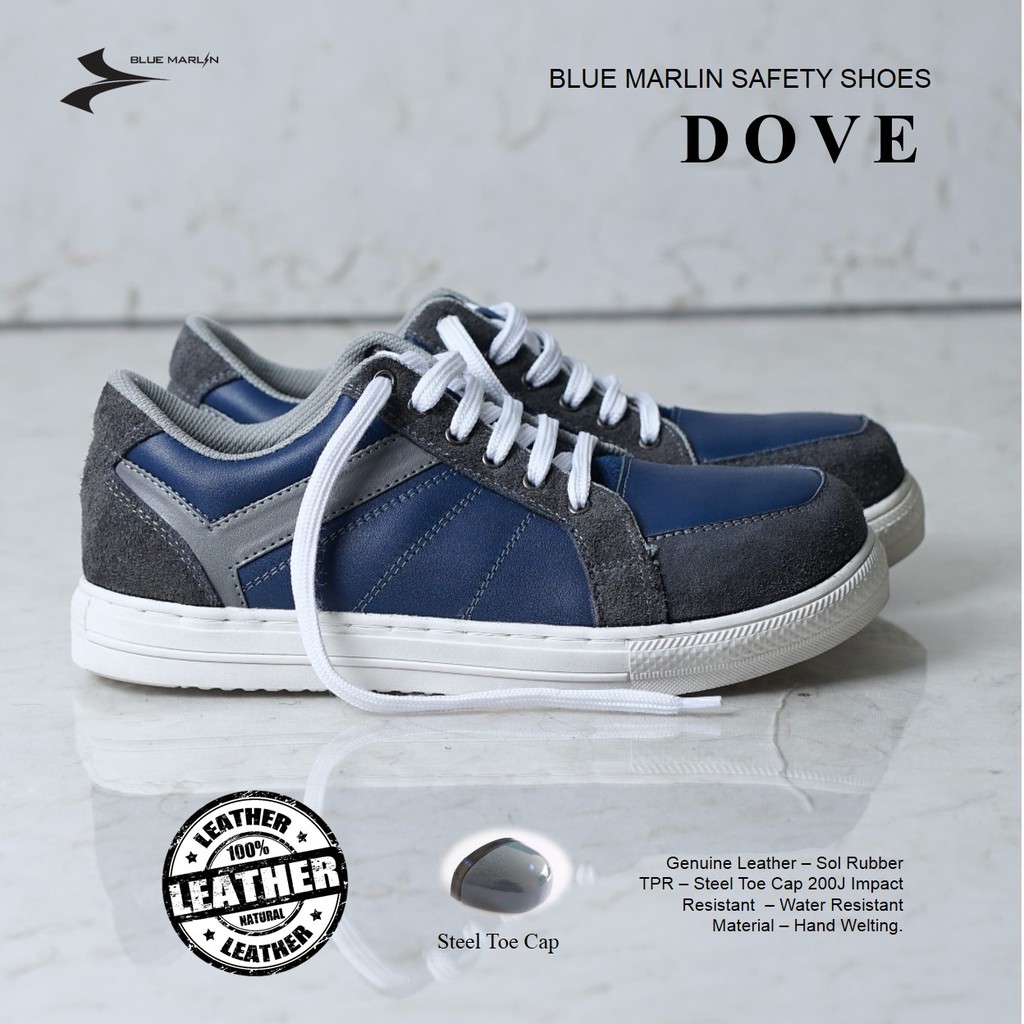Jual Jual Sepatu Safety Shoes Blue Marlin Dove Original Kulit Asli ...