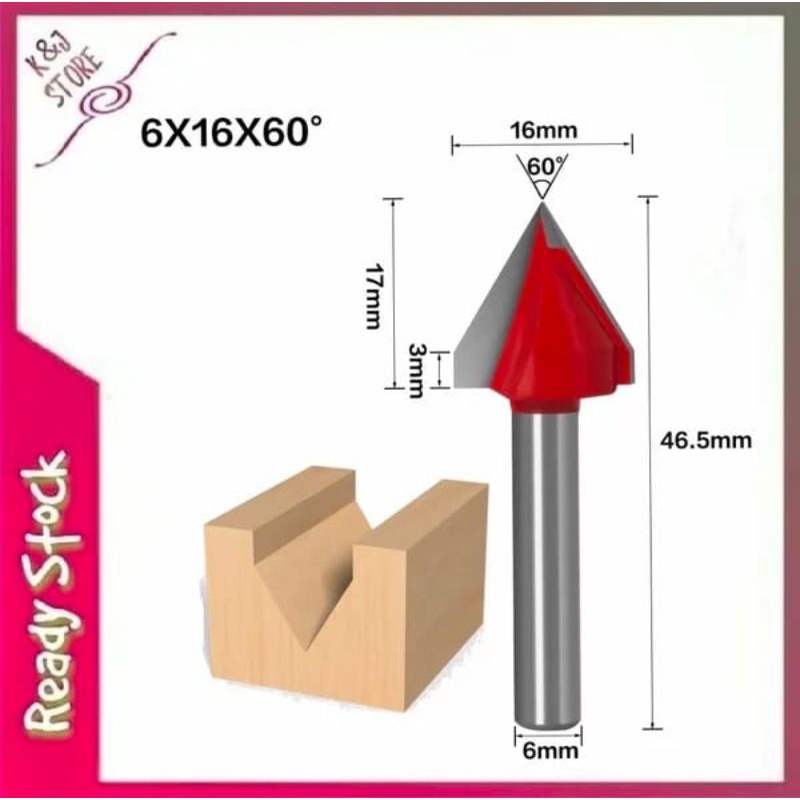 Jual Mata Pisau Profil Engraving CNC V Groove Router Bit Woodworking ...