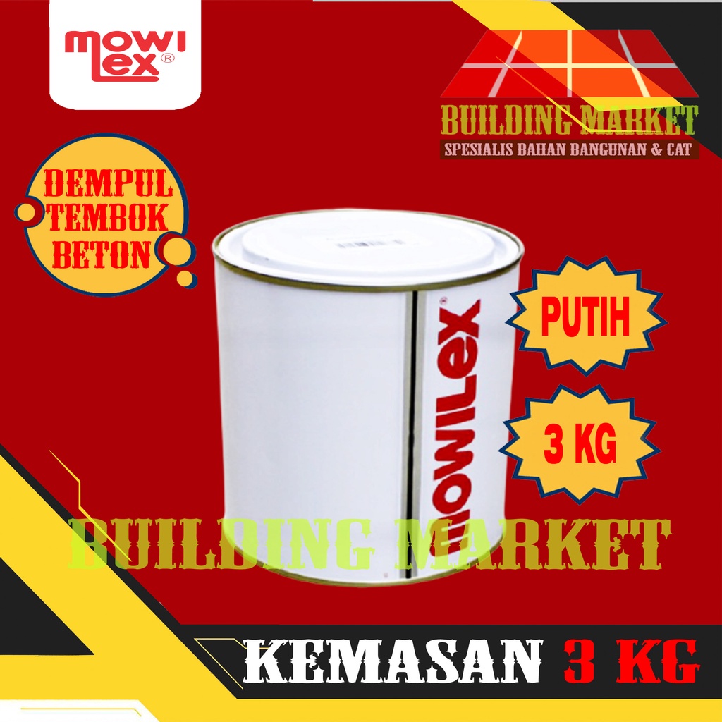 Jual DEMPUL TEMBOK PLAMUR PLAMIR TEMBOK MOWILEX ALCASMOOTH 3 KG ...