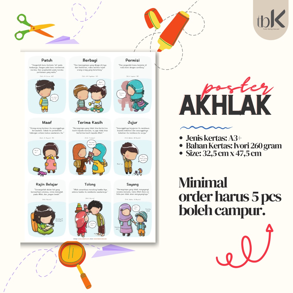 Jual Poster Pendidikan Anak Muslim Akhlak Anak Muslim | Shopee Indonesia