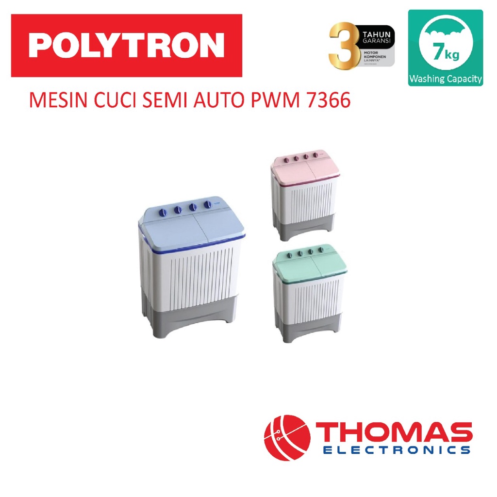 Jual MESIN CUCI POLYTRON PWM 7366 SEMI AUTO Washing machine Kapasitas 7 ...