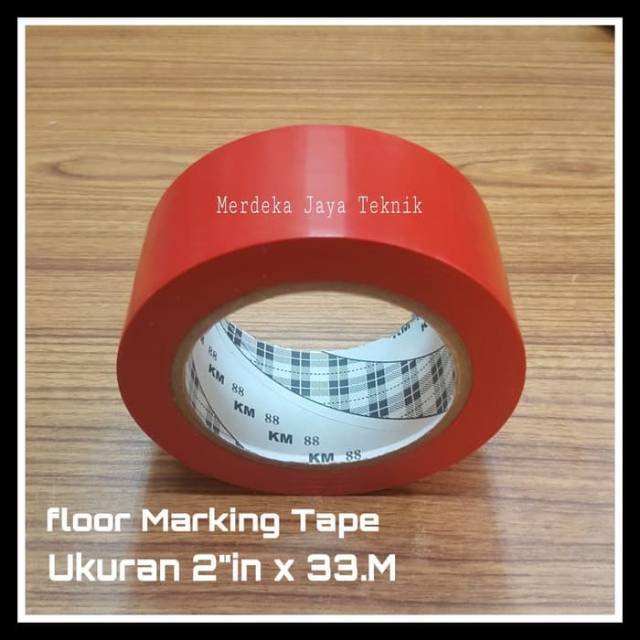 Jual Lakban Lantai KM floo Marking Tape Isolasi Lantai Warna Red Ukuran 48mm x 33.M Lakban Garis ...
