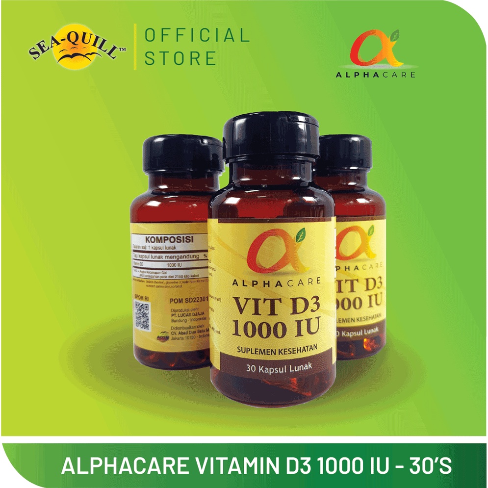 Jual Alphacare VIT D3 1000 IU '30 Softgel (BUNDLING 2 BOTOL) | Shopee Indonesia