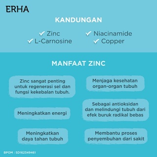 Jual ERHA Zincore 30 Caps - Suplemen Daya Tahan Tubuh & Kesehatan Kulit ...