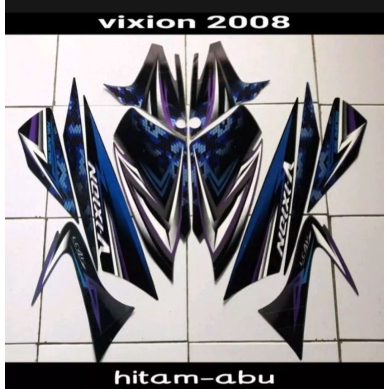 Jual STIKER STRIPING LIS BODY VIXION OLD LAMA 2008 2009 HITAM ABU ...
