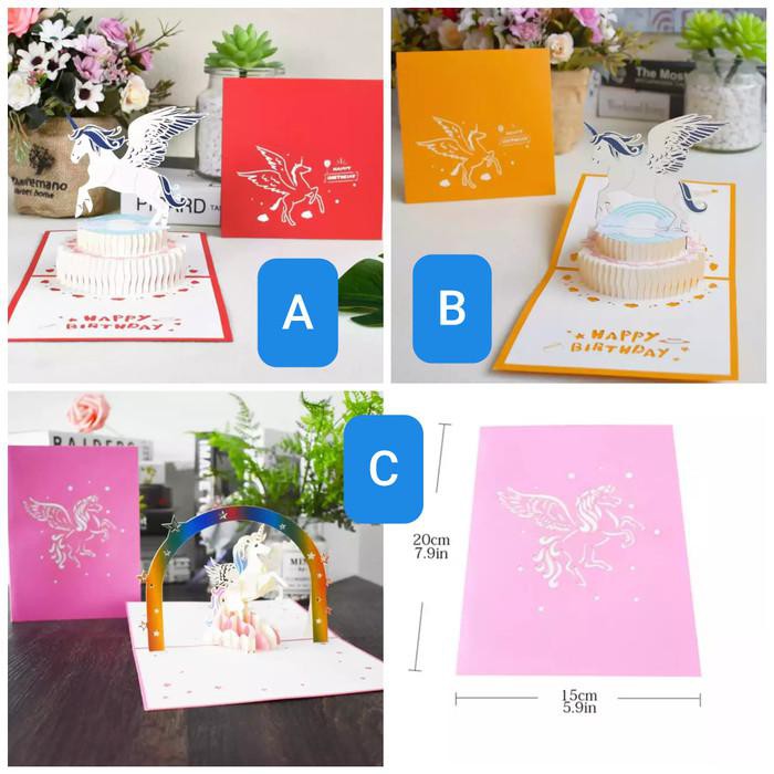 Jual Kartu / Kartu Pop Up Kartu 3D Kartu Ucapan Pegasus Unicorn Hadiah Unik | Shopee Indonesia