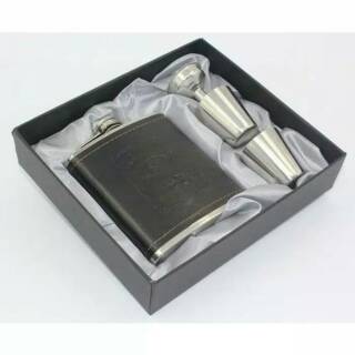 Jual Botol Bir / Botol wine whiskey Hip Flask Stainless Steel Leather ...