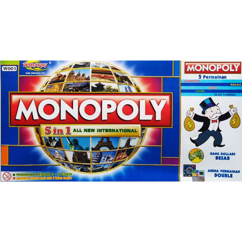 Jual Mainan MONOPOLY 5 in 1 All New International 5 Permainan Monopoli ...
