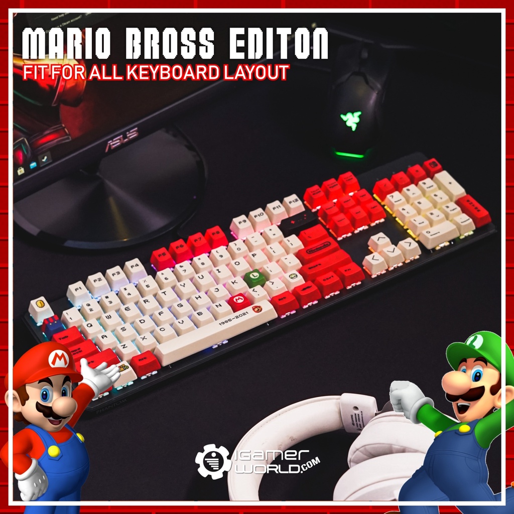Jual Keycaps Super Mario Bros PBT Dyesub for Mechanical Keyboard ...
