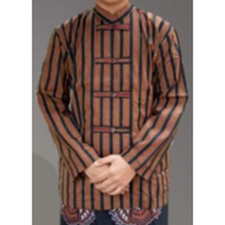 Jual Baju Surjan Lurik Hitam Putih Batik Pria Baju Adat Jawa Baju Lurik Jawa Lurik Jawa Surjan ...