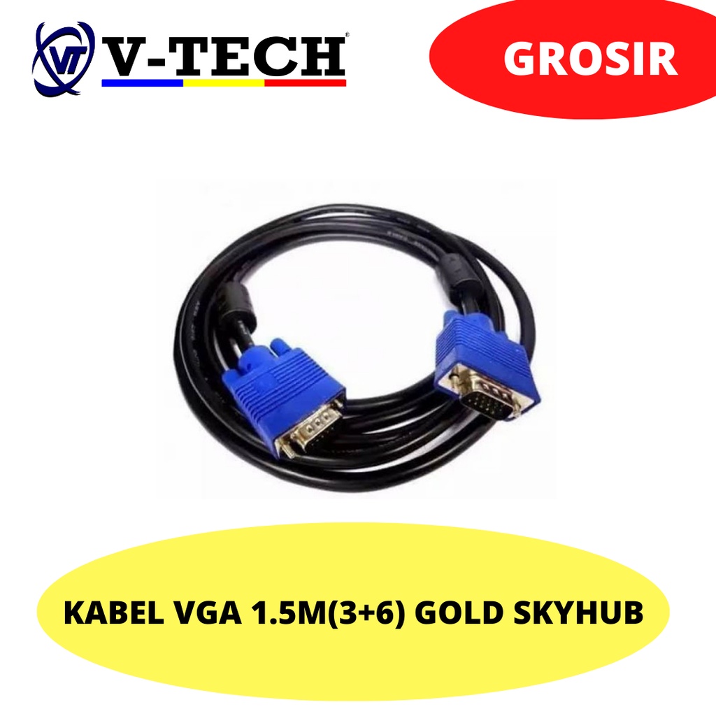 Jual KABEL VGA 1.5M(3+6) GOLD SKYHUB | Shopee Indonesia