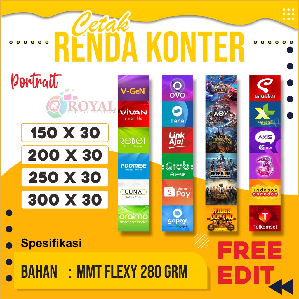 Jual Spanduk Banner Konter Portrait / Renda Portrait / Spanduk Operator Cellular Indonesia ...