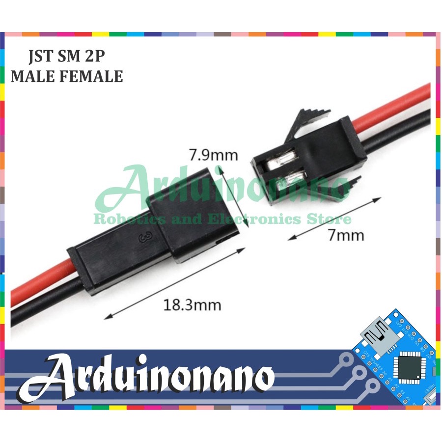 Jual Socket DC JST SM 2 p Pin Male female Plug Konektor 2p sambungan ...