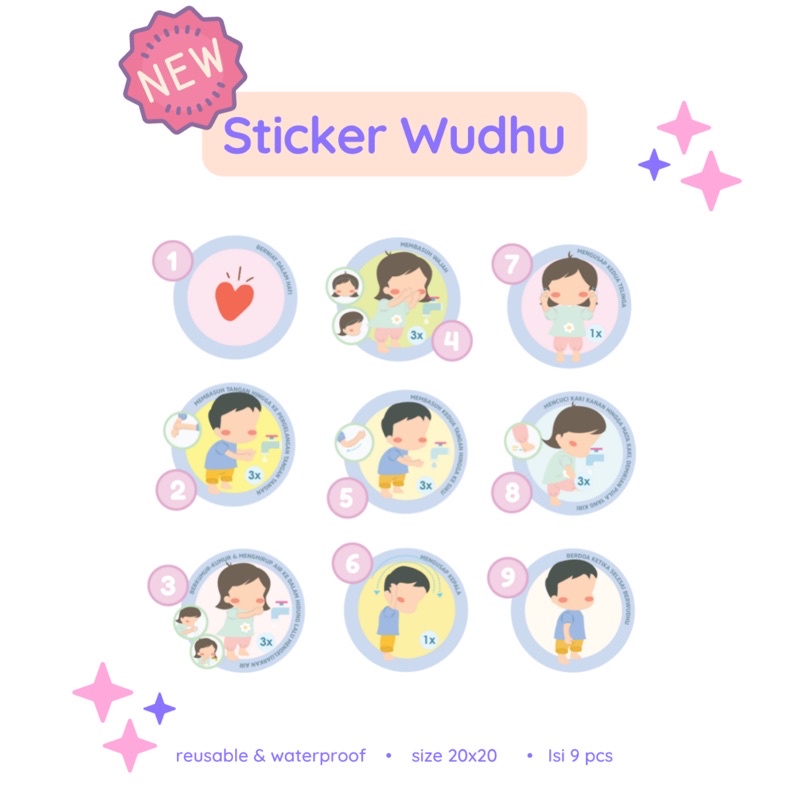 Jual Sticker Wudhu Waterproof Tebal dan Reusable Indonesia|Shopee Indonesia