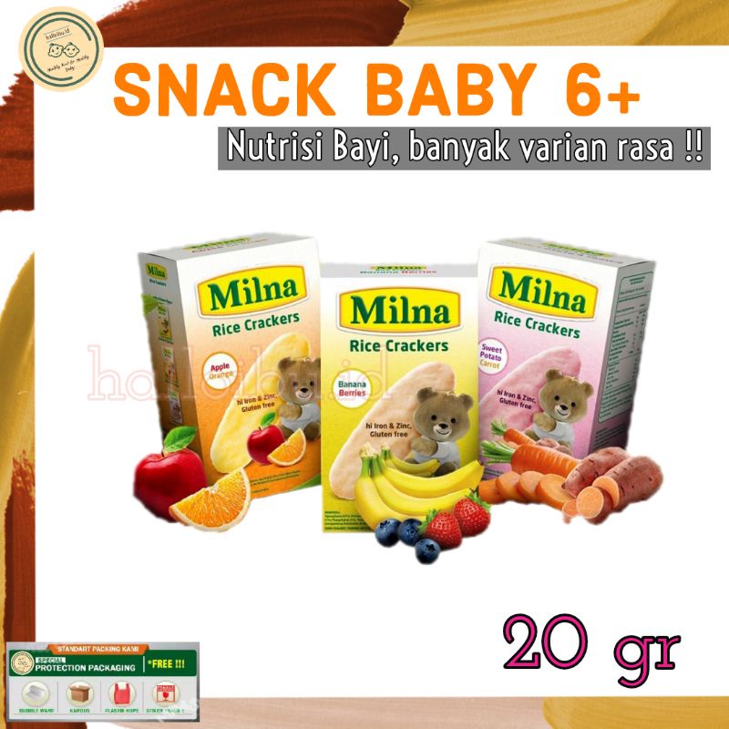 Jual MILNA Rice Crackers 20 gr / Snack Camilan MPASI Bayi 6+ | Shopee ...