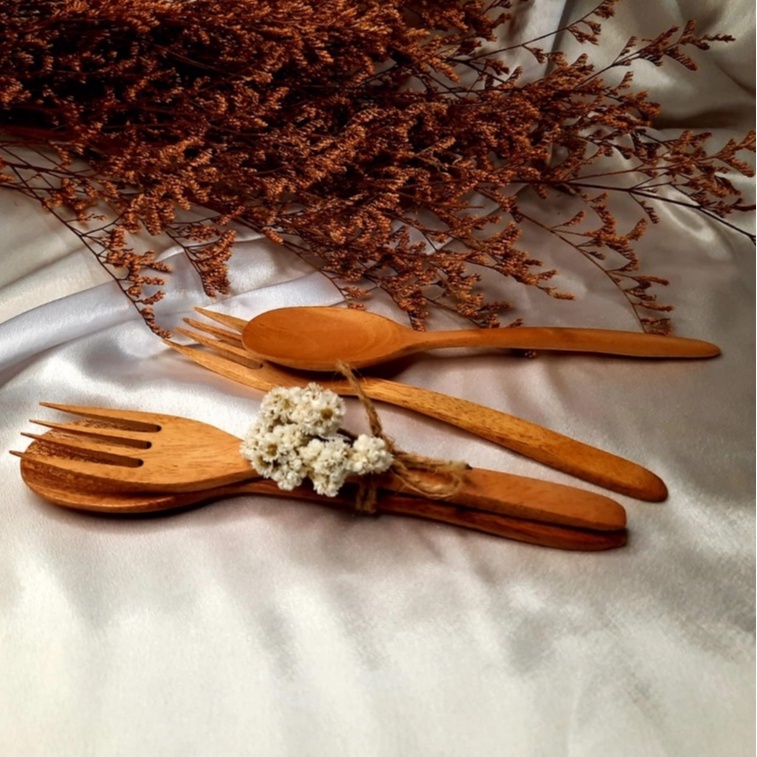 Jual Sendok garpu kayu alat makan kayu alat makan aesthetic peralatan ...