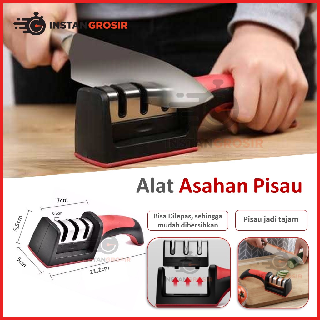 Jual Alat asahan pisau 3in1 knife sharpener pengasah gunting penajam pisau asah piso lebih tajam ...