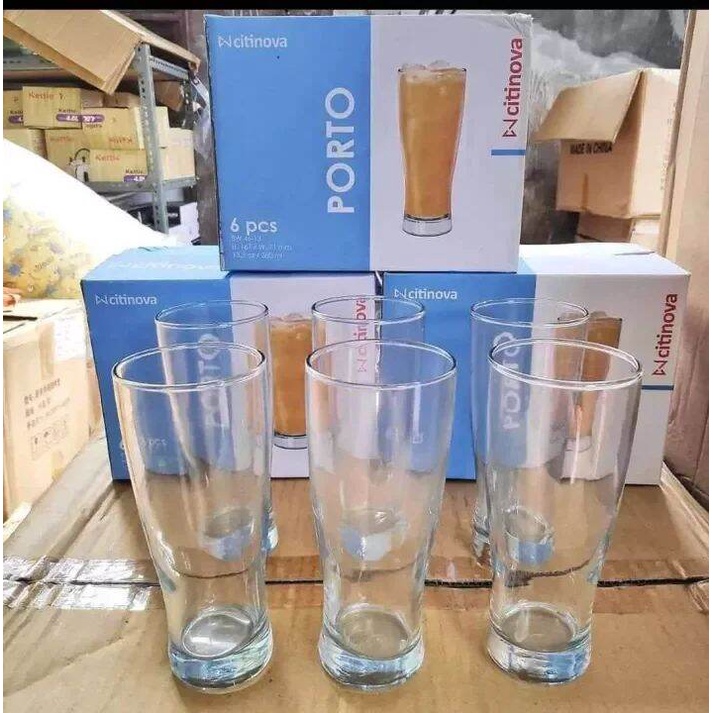 Jual Citinova Gelas Kaca Blown Glass Porto isi 6 Pcs/gelas jus /Gelas ...