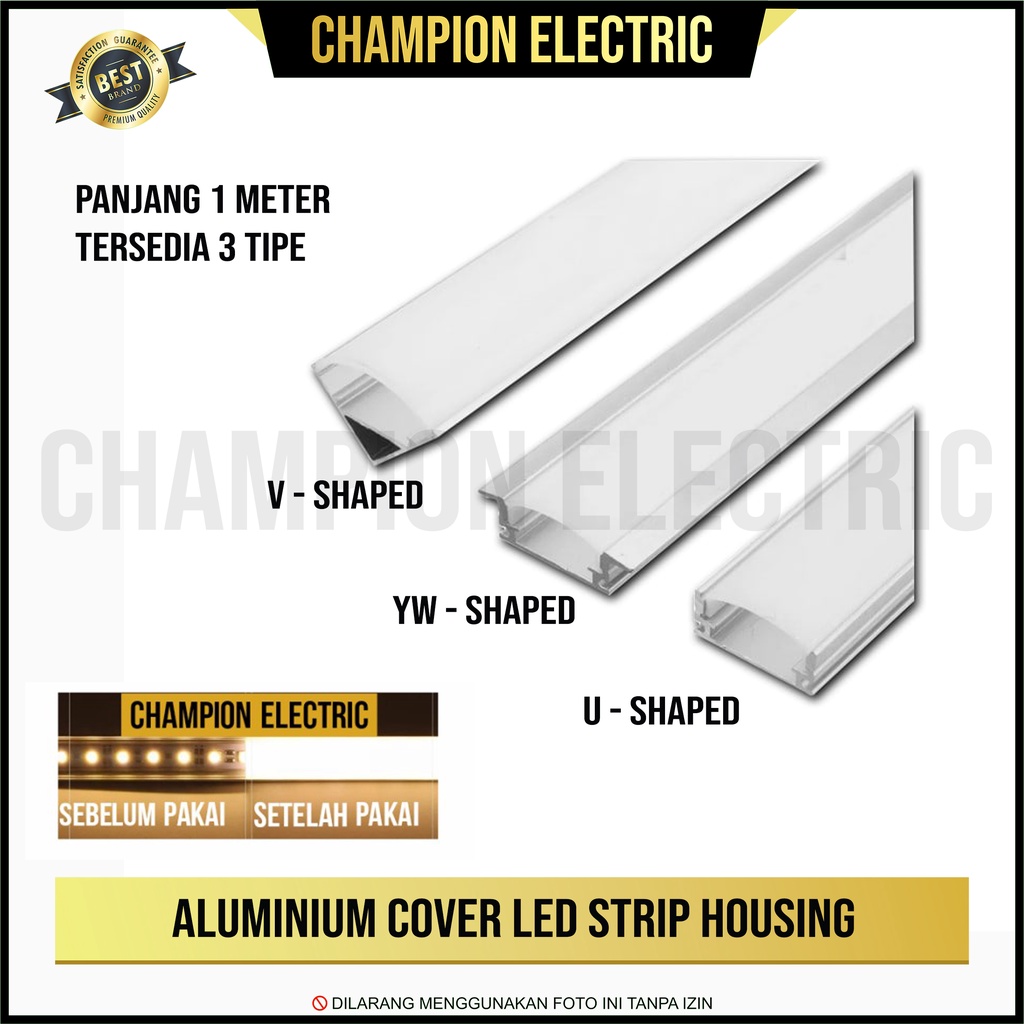 Jual Cover Alumunium LED Strip housing 1m 1 meter Indonesia|Shopee ...