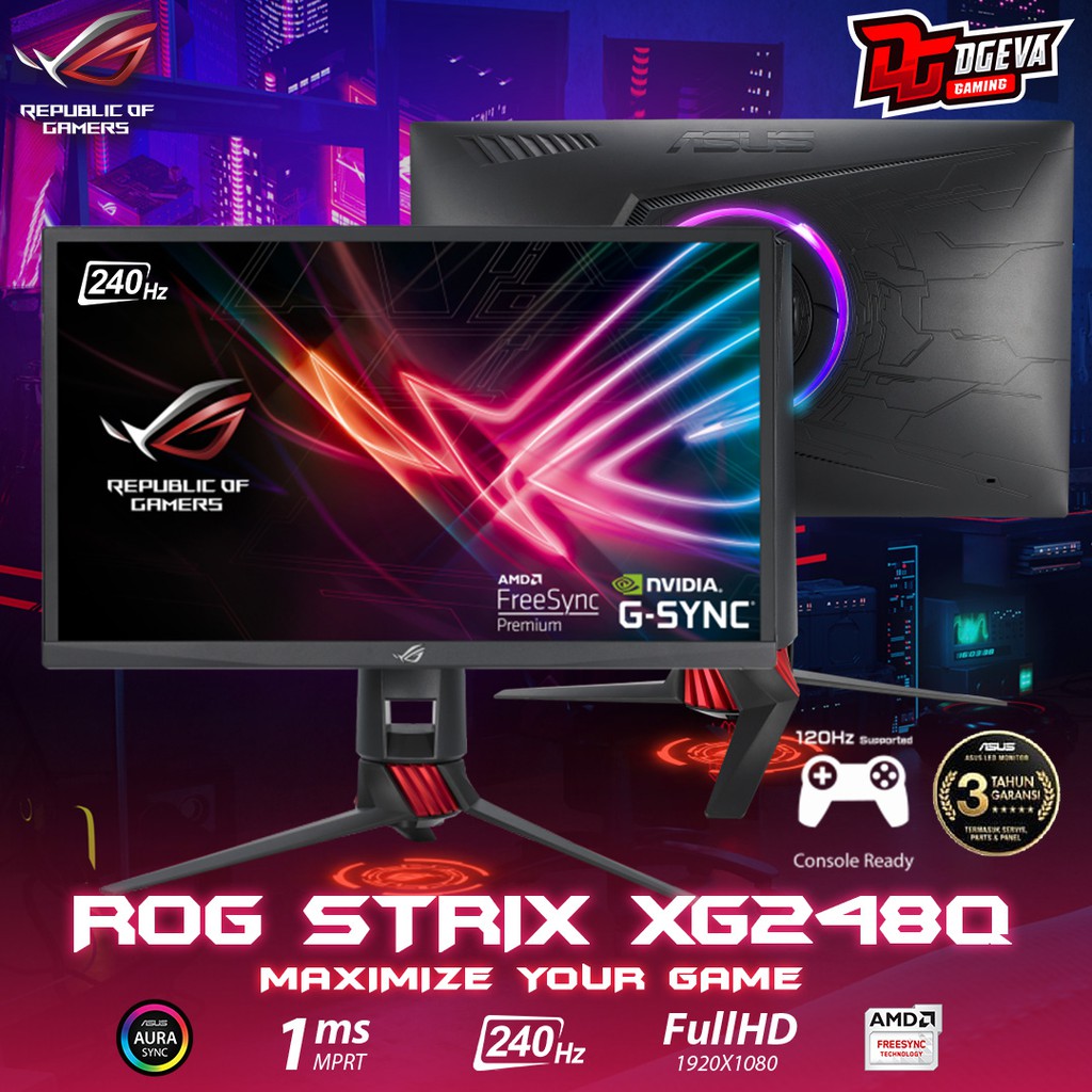 Asus ROG Strix XG248Q 24 inch 240Hz G-Sync Gaming LED Monitor FreeSync ...