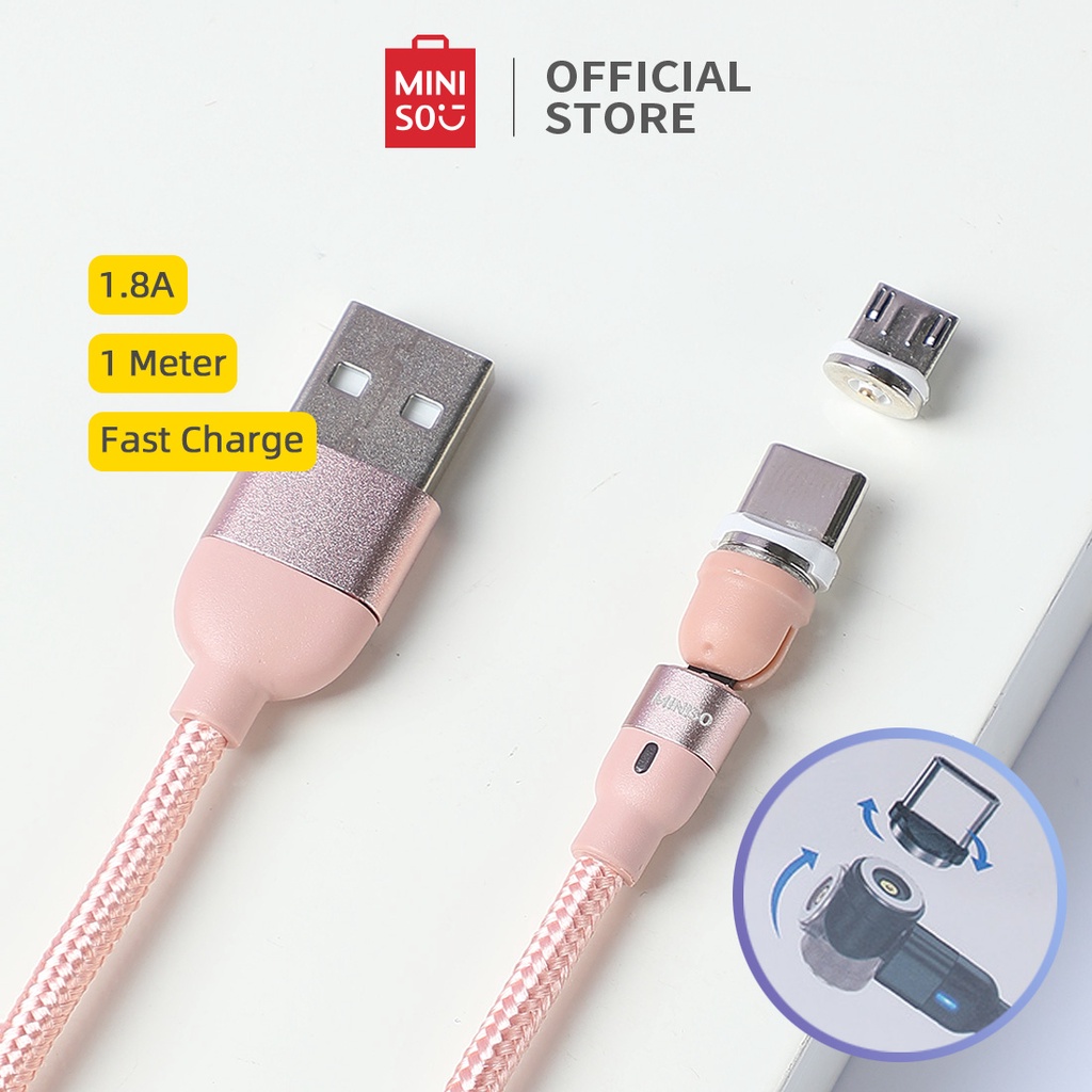 Jual MINISO Electric Kabel Data Type-C Micro USB Magnetic Charging 2-in ...