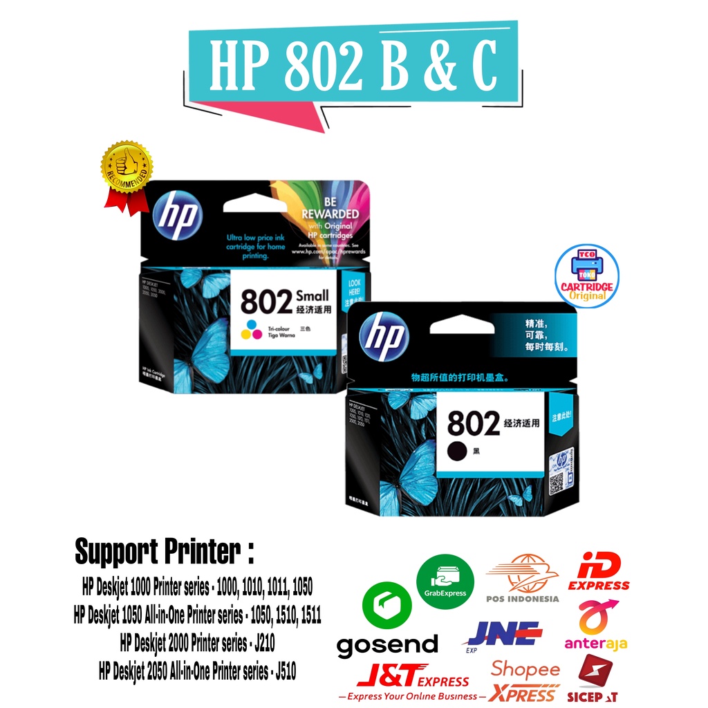 Jual TINTA HP 802 BLACK AND TRI COLOR ORIGINAL | Shopee Indonesia