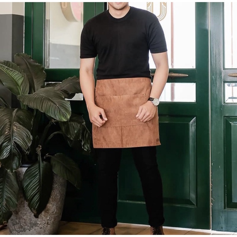 Jual Apron Waiters Suede Apron Mini Celemek Setengah Badan | Shopee ...