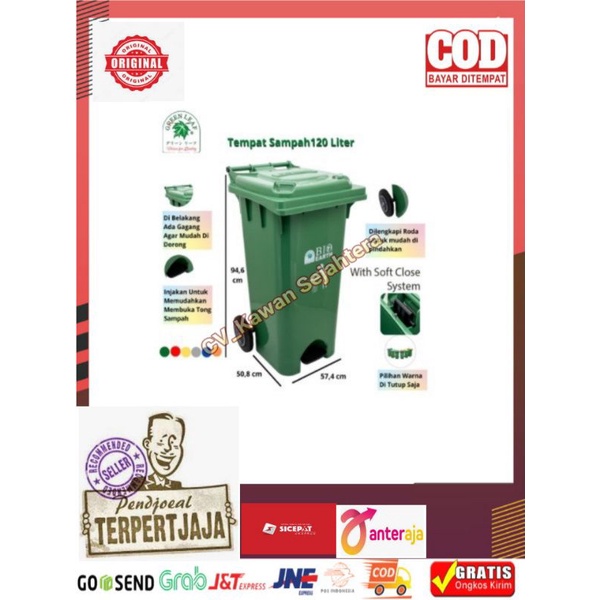 Jual Tempat Sampah Injak BIO 120 Liter 2102 Green Leaf Dustbin Roda + Pedal,termurah,terlaris ...