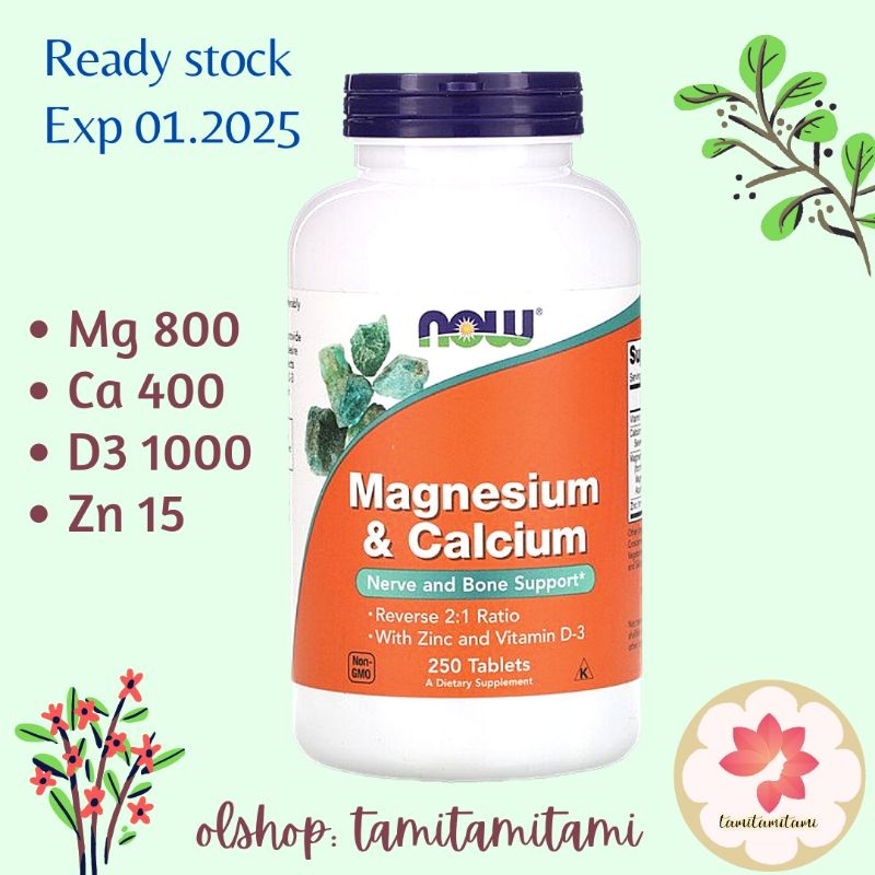 Jual Now Magnesium 800 Calcium 400, Vitamin D3 1000 Zinc 15 - 250 ...