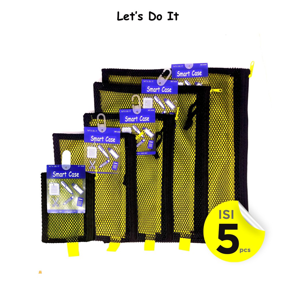 Jual Smart Case Atau Map Zipper Jaring Lets Do It Isi 5 Pcs Kuning