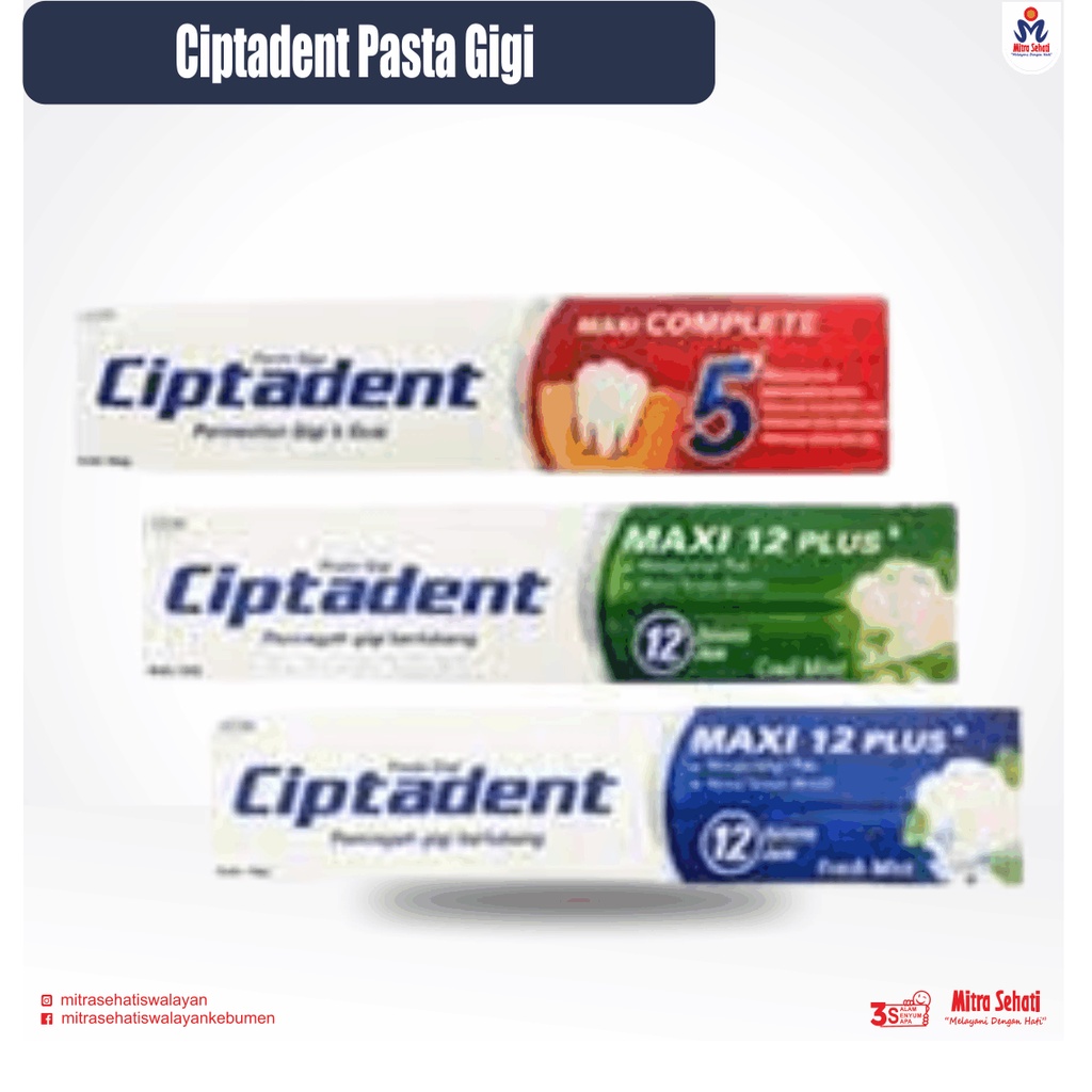 Jual CIPTADENT Pasta Gigi (maxi complete&white, cool mint, fresh mint ...