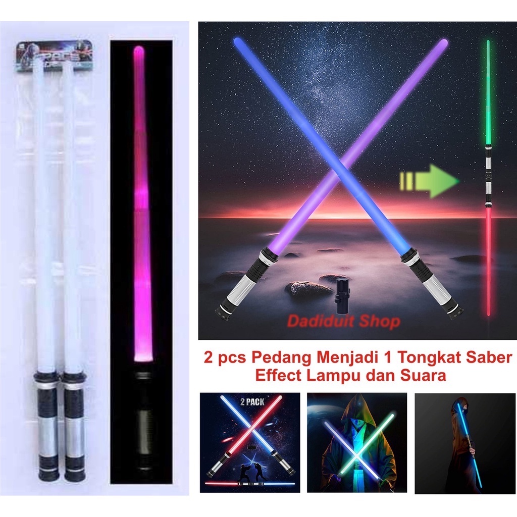 Jual Pedang LASER Mainan Anak - ISI 2 - Double Bladed Lightsaber Star ...