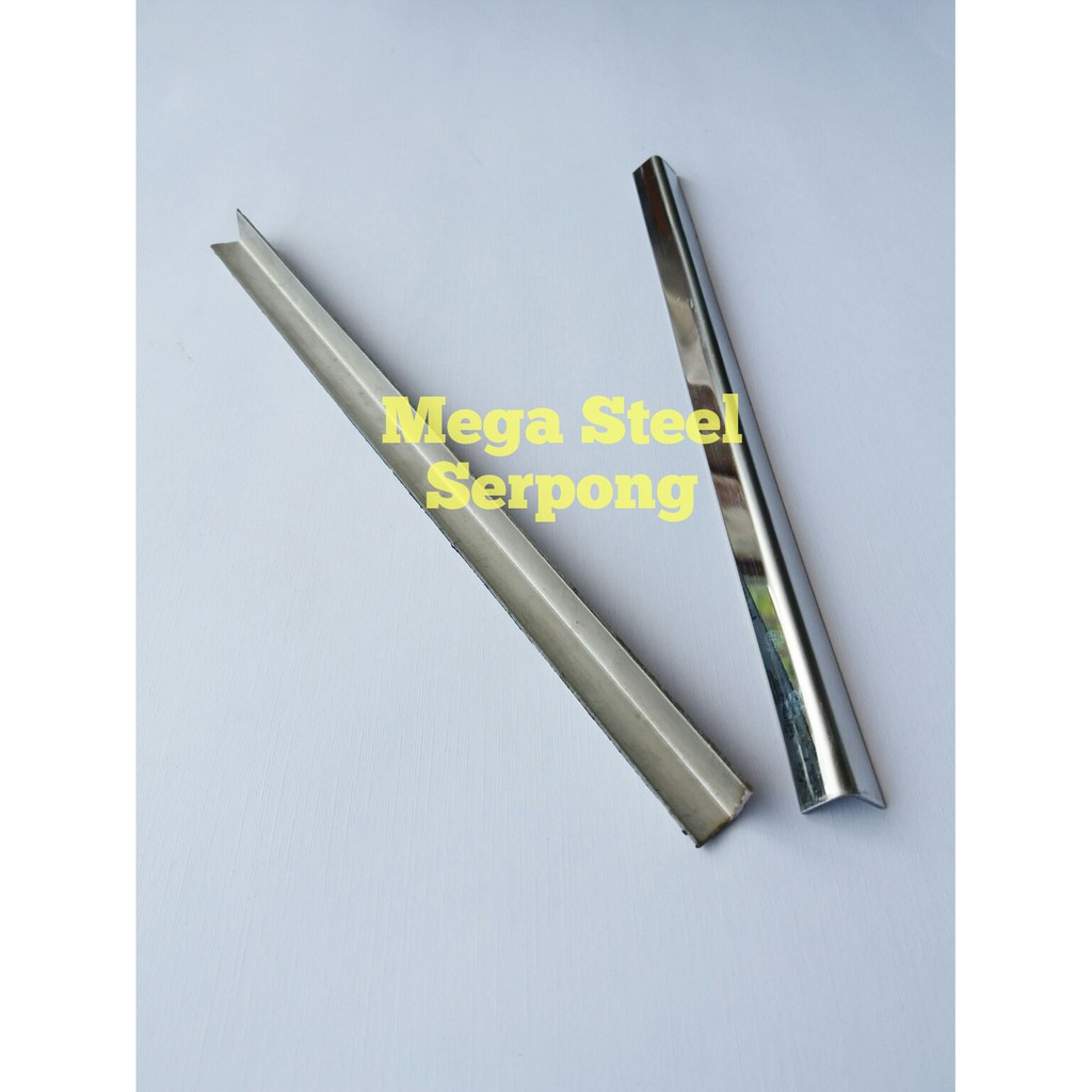 Jual List lis Siku Stainless Steel Plat Siku Mirror uk. 1 x 1 cm, Pjg 1 ...