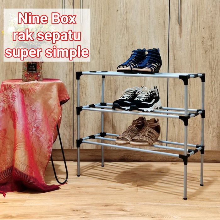 Jual Rak Sepatu tertutup Keren Rangka 4 SUSUN KAIN Lipat Transparan SET ...