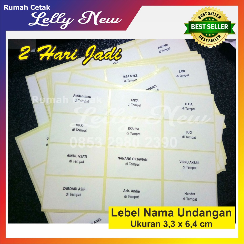 Jual CETAK LEBEL NAMA UNDANGAN MURAH | Shopee Indonesia