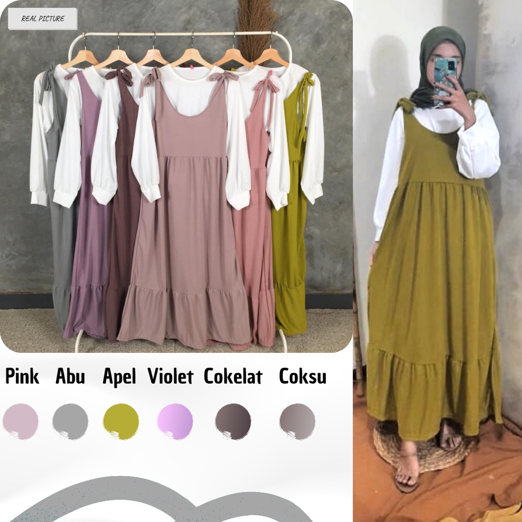 Jual Gamis Overall Lengan Panjang Fashion Muslim Kodok Mauve Fit L-XL ...