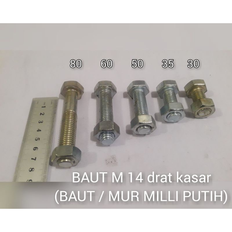 Jual BAUT M 14 PUTIH Drat kasar (BAUT/MUR/RING MILLI) PANJANG 30 - 80 ...