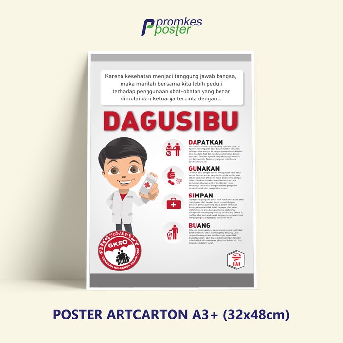 Jual Poster Kesehatan Apotek DAGUSIBU (Dapatkan, Gunakan, Simpan, Buang ...