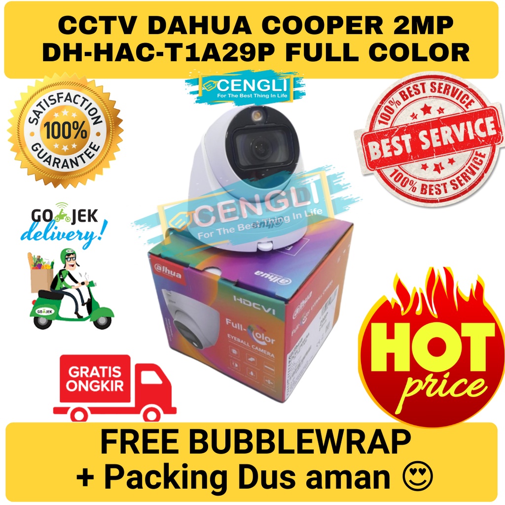 Jual CAMERA CCTV FULL COLOR DAHUA COOPER 2MP DH-HAC-T1A29P INDOOR DAHUA ...