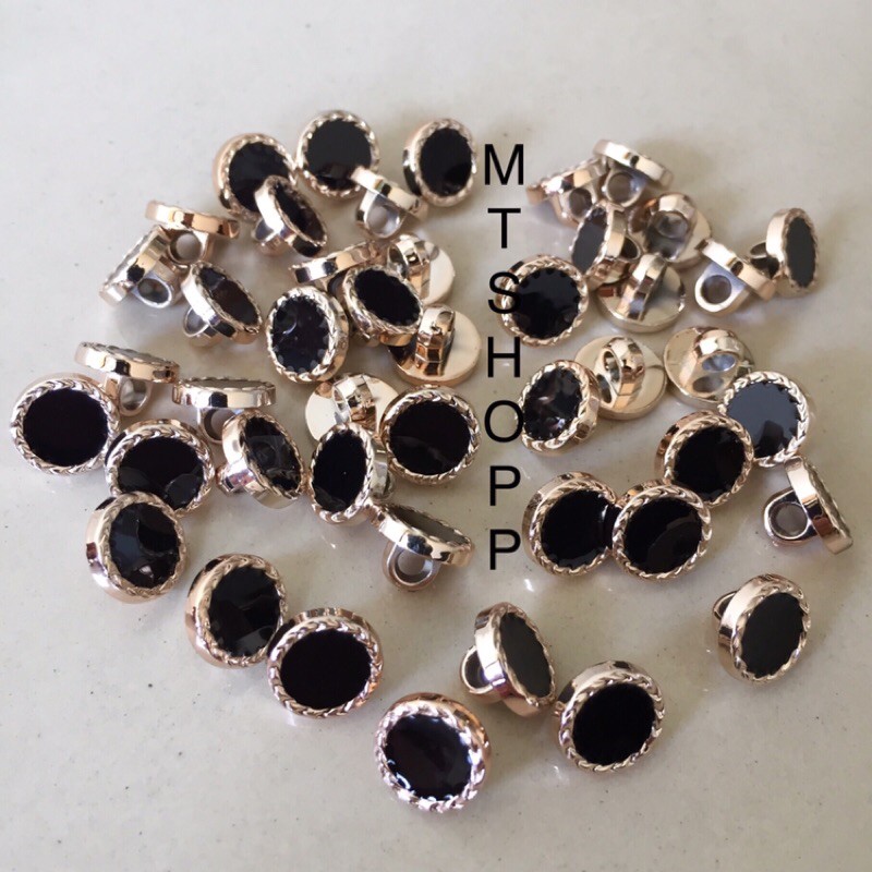 Kancing baju jamur 11mm-gold hitam | Shopee Indonesia