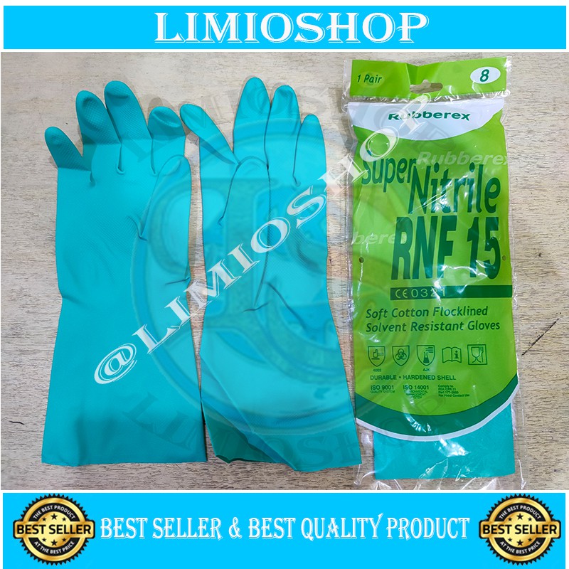 SARUNG TANGAN KARET KIMIA SUPERNITRILE / SUPER NITRILE RUBBEREX RNF15 ...