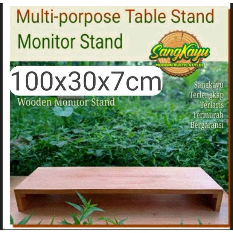 Jual meja monitor kayu stand monitor komputer 100x30x7 monitor table ...