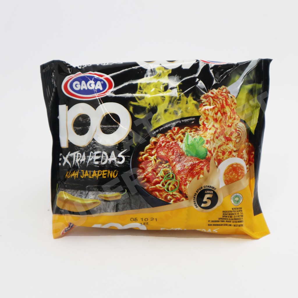 Jual Mie GAGA 100 Extra Pedas Kuah Jalapeno Mie Instant 75gr | Shopee ...