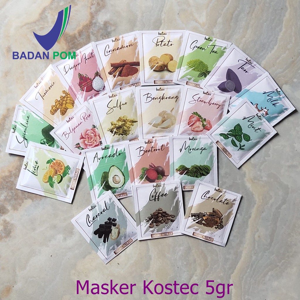 Jual [20 Free Kuas] Masker Organik BPOM / Organic Face Mask by Kostec ...