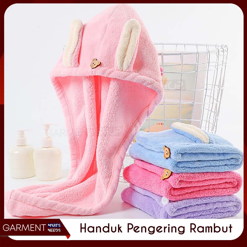 Jual Handuk Keramas Rambut Pengering Kepala Cepat Kering Model Kelinci ...